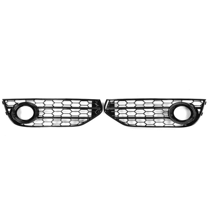 1 Pair Honeycomb Front Grill Bumper Fog Light Cover Grille For Audi A4
